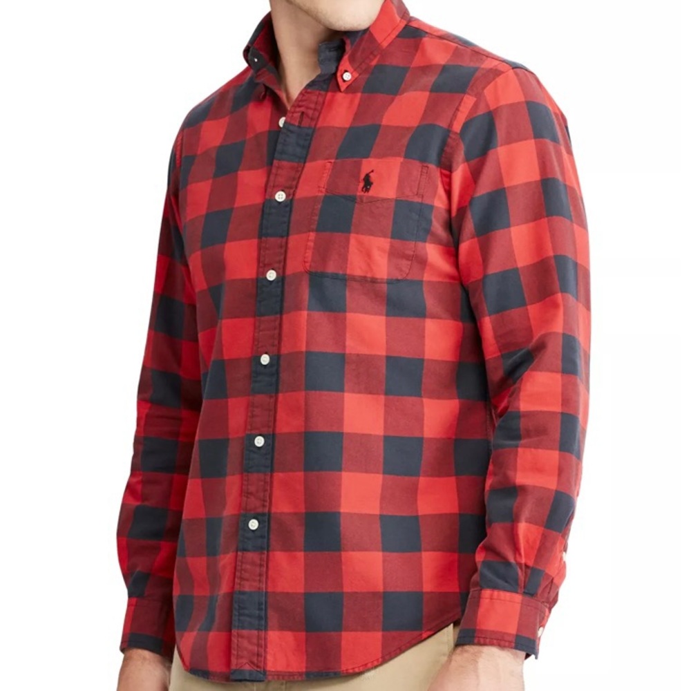Ralph Lauren Red/Navy Check Plaid Classic Ls Shirt - Gem